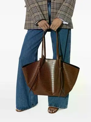 Yuzefi Xl Mochi Croc-effect Calf Leather Tote Bag - Brown
