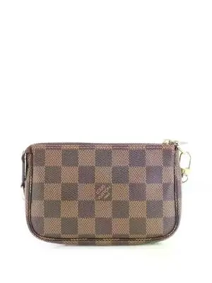 LOUIS VUITTON Pochette Accessoires Damier Mini Clutch Bag - Brown