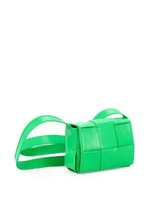 Bottega Veneta Cassette Maxi Intrecciato Leather Crossbody Bag - Green