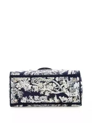 Dior Lady D-lite Bag Embroidered Canvas Medium Satchel - Blue