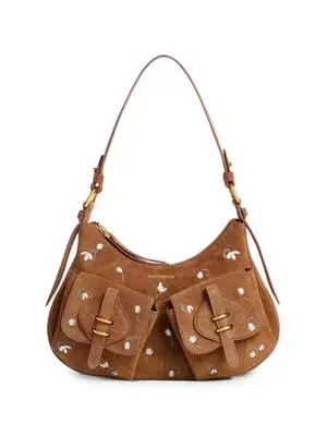 COCCINELLE Mavery Embroidered Suede Shoulder Bag