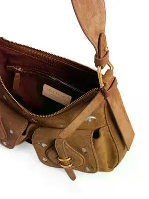 COCCINELLE Mavery Embroidered Suede Shoulder Bag