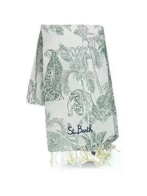 MC2 SAINT BARTH Animal-print Fringed Beach Towel - Neutrals
