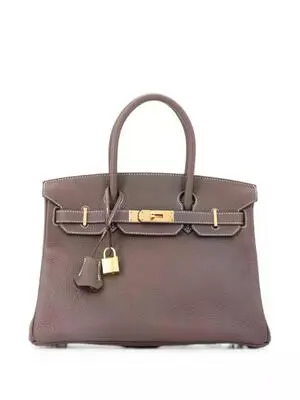 Hermès Birkin Handbag Clemence With Gold Hardware 30 Satchel - Grey