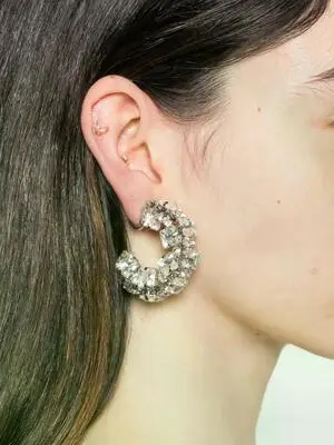 Patrizia Pepe Crystal-embellished Hoop Earrings - Silver