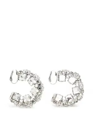 Patrizia Pepe Crystal Embellished Hoop Earrings - Silver