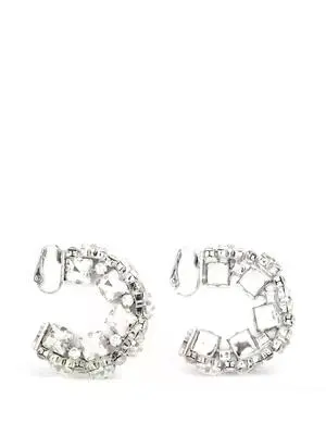 Patrizia Pepe Crystal Embellished Hoop Earrings - Silver