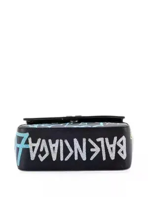 Balenciaga Bb Graffiti Chain Wallet Leather Small Crossbody Bag