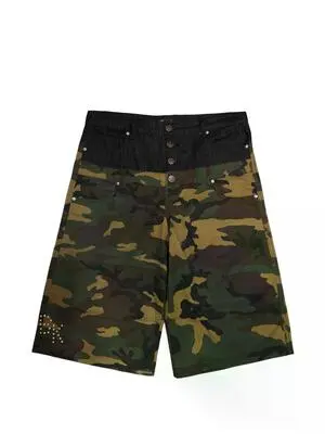 BOREDOM KILLS Double-waisted Camouflage-print Shorts