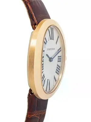 Cartier Baignoire 23mm Rose Gold Watch With Leather Strap - White