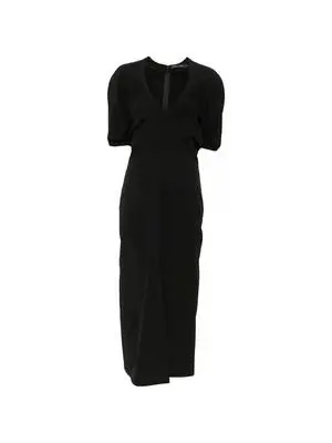 Proenza Schouler Scoop-neck Puff-sleeve Midi Dress - Black