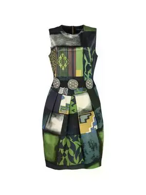 Etro Belted Graphic-print Dress - Green