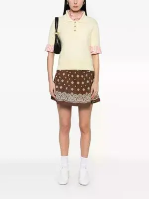 Miu Miu Paisley-print Mini Skirt - Brown