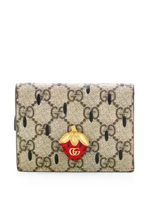 Gucci Strawberry Flap Case Printed Gg Coated Canvas Card Holder