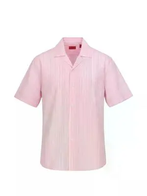 Isaia Vertical-stripe Short-sleeve Shirt - Pink