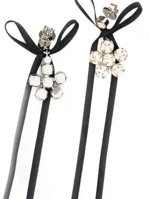 Simone Rocha Daisy-motif Satin-bow Earrings