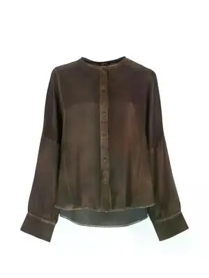 Avant Toi Mandarin-collar Shirt - Brown