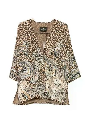 Etro Leopard-print Paisley-print Jacket - Brown