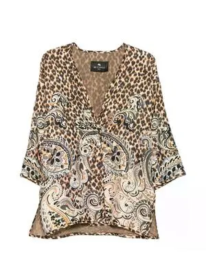 Etro Leopard & Paisley Print Jacket - Brown