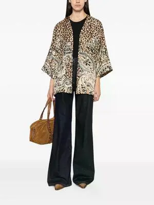Etro Leopard & Paisley Print Jacket - Brown