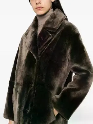 YVES SALOMON Double-breasted Shearling Coat - Brown