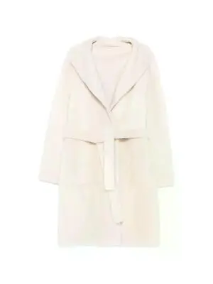 YVES SALOMON Belted Shearling Coat - Neutrals