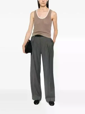 Brunello Cucinelli Open-knit Tank Top With Contrast Trim - Neutrals