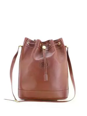 Gucci Drawstring Gg Embossed Perforated Leather Medium Bucket Bag
