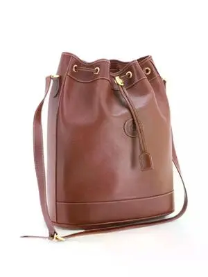Gucci Drawstring Gg Embossed Perforated Leather Medium Bucket Bag