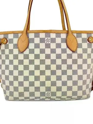 LOUIS VUITTON Damier Azur Neverfull Pm Shoulder Bag - White