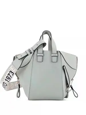 Loewe Leather Hammock Bag With Logo Jacquard Strap - Blue