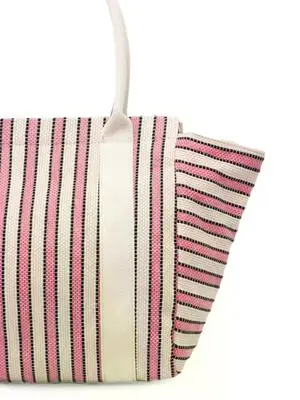 MORGAN Striped Logo-plaque Tote Bag - White