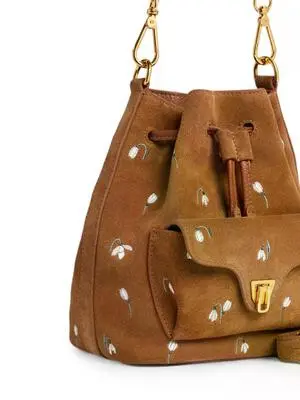 COCCINELLE Beat Generation Floral Suede Bucket Bag