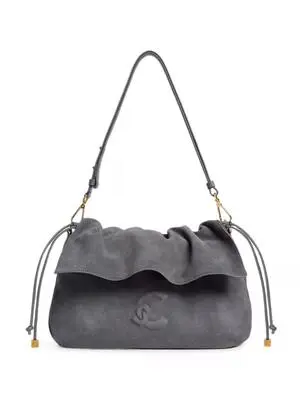 COCCINELLE Small Lidia Logo-embossed Suede Shoulder Bag - Grey