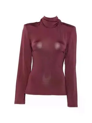 ROTATE BY BIRGER CHRISTENSEN Bordeaux High Neck Long Sleeve Scarf Top