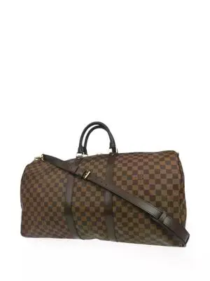 LOUIS VUITTON 2015 55 Damier Keepall Bandouliere Duffle Bag - Brown