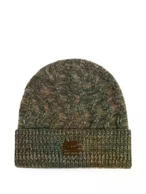 Etro Cable-knit Embroidered-logo Beanie Hat - Green