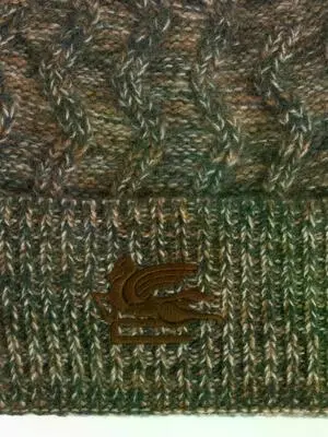 Etro Cable-knit Embroidered-logo Beanie Hat