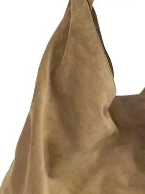 Moschino Handle Me Suede Shoulder Bag