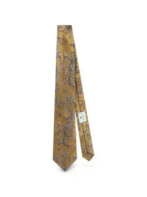 Etro Silk Jacquard Tie With Floral Paisley Motif - Yellow