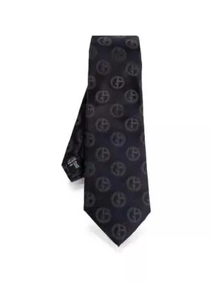 Giorgio Armani Logo-jacquard Silk Tie - Blue