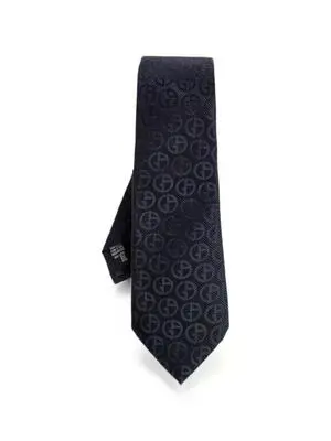 Giorgio Armani Logo-jacquard Silk Tie - Blue