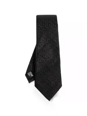 Giorgio Armani Logo-jacquard Tie - Black