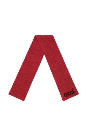 Chloé Joyful Scarf In Wool & Cashmere - Red