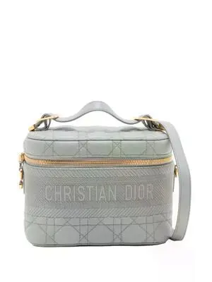 Dior 2000-2026 Small Lambskin Cannage Diortravel Vanity Case Satchel - Blue