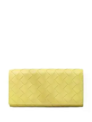 Bottega Veneta 2012-2026 Nappa Intrecciato Continental Flap Wallet Long Wallets - Yellow