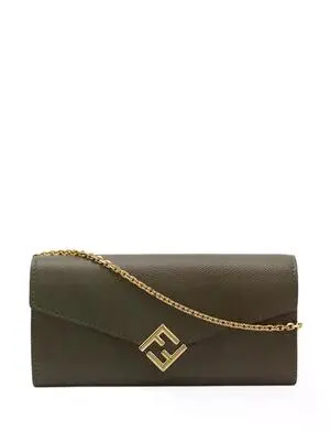 Fendi 2010-2026 Smooth And Grained Calfskin Vitello King Cruise Ff Diamonds Continental Envelope Wallet On Chain Crossbody Bag - Brown
