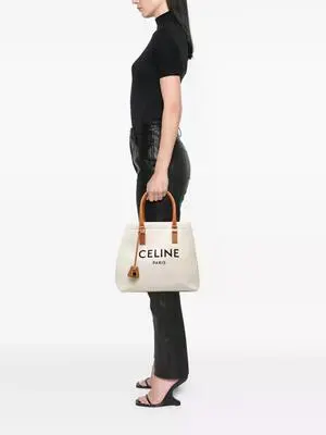 Celine Canvas Logo Print Horizontal Cabas Tote Bag
