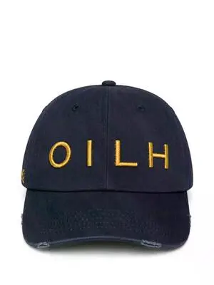 LES HÉRITIERS Logo Embroidered Distressed Baseball Cap - Blue