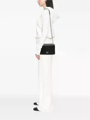 Prada Saffiano And Tessuto Chain Crossbody Bag
